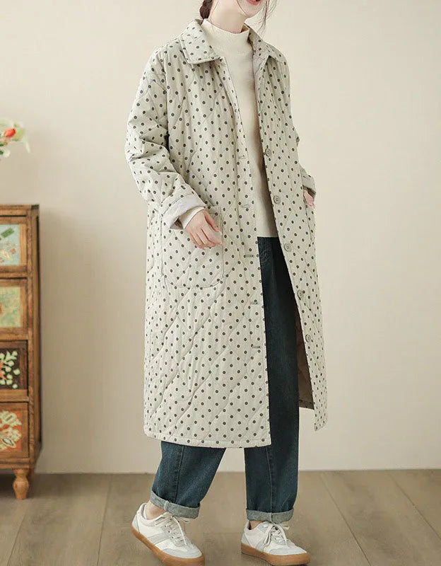 Women’s Casual Polka Dot Quilted Puffer Coat – Islinen